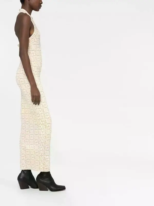 Balmain Logo-jacquard Halterneck Dress