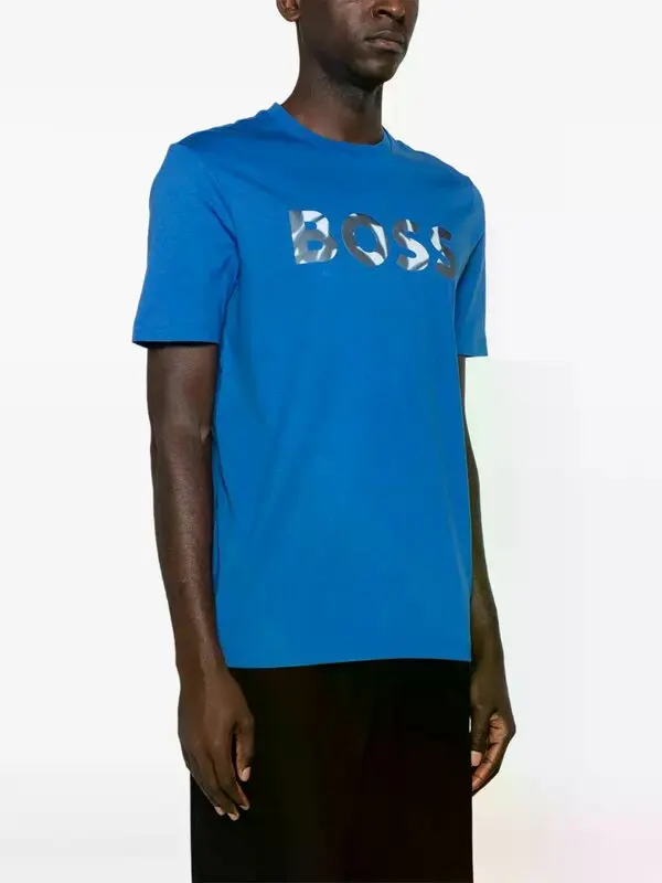 BOSS Logo-print Cotton T-shirt - Blue