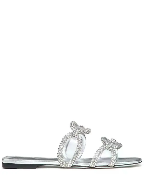 Valentino Garavani Chain 1967 Crystal-embellished Sandals - Silver