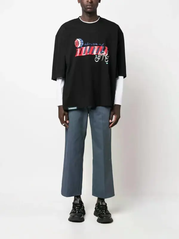 NEIGHBORHOOD Logo-patch Wide-leg Trousers - Blue