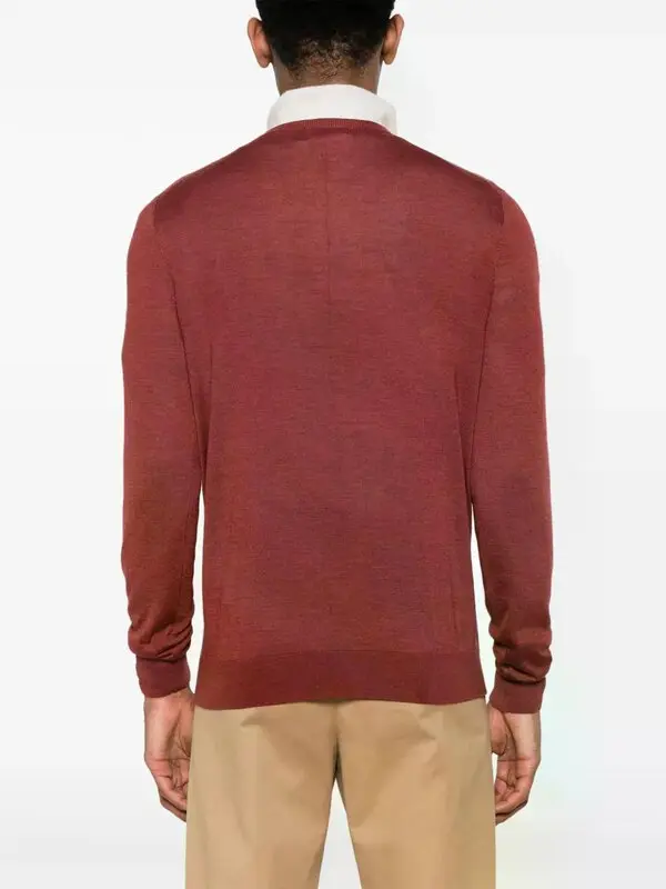 Colombo Fine-knit V-neck Jumper - Red