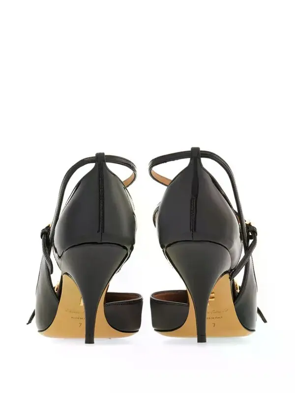 FERRAGAMO 70mm Leather Pumps With Ankle Strap - Black