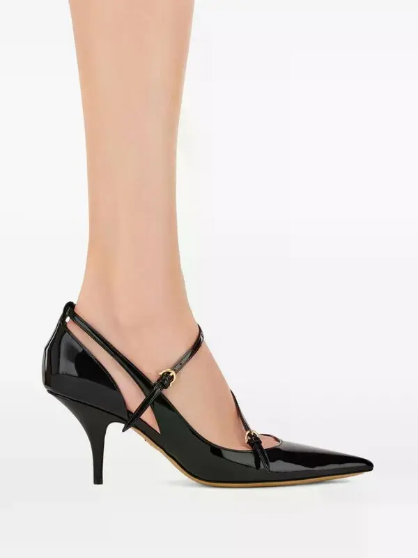 FERRAGAMO 70mm Leather Pumps With Ankle Strap - Black