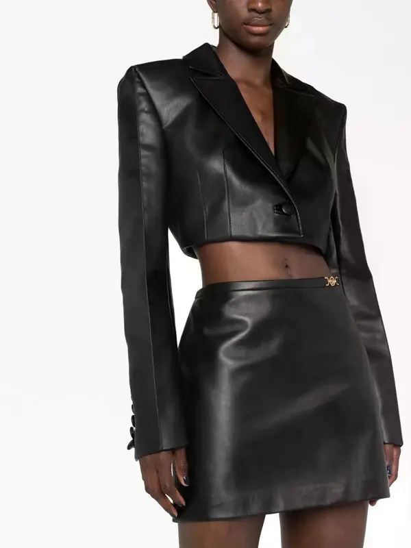 Versace Medusa-embellished Leather Miniskirt