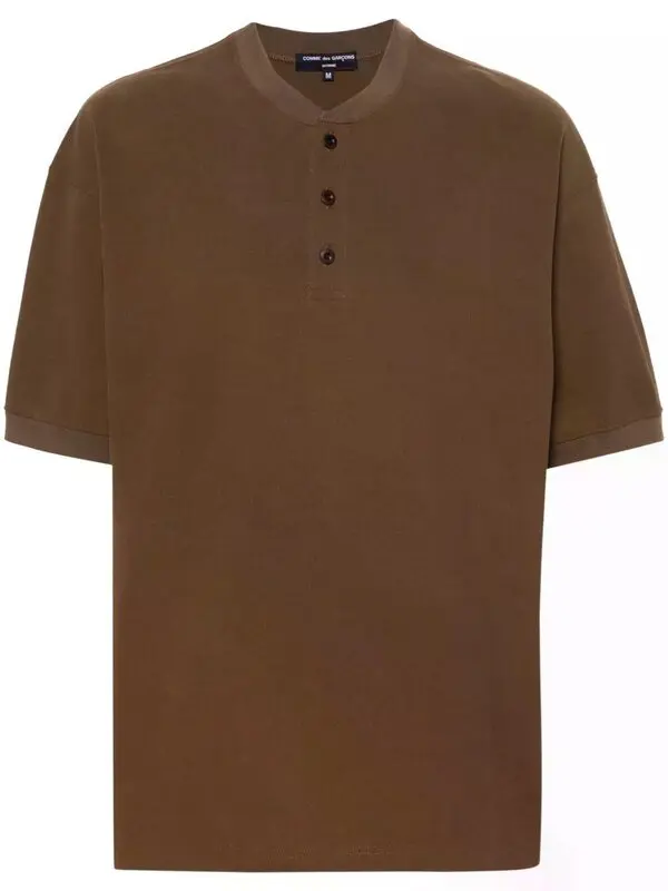 Comme Des Garçons Piqué-weave Cotton T-shirt - Brown