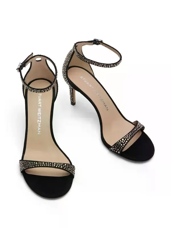 STUART WEITZMAN 75mm Nudist Shine Sandals - Black