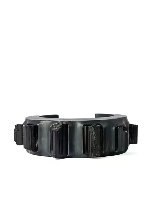 PARTS OF FOUR Crescent Tourmaline-embellished Bracelet - Black