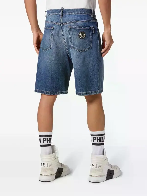 Philipp Plein Low-rise Straight Leg Denim Shorts