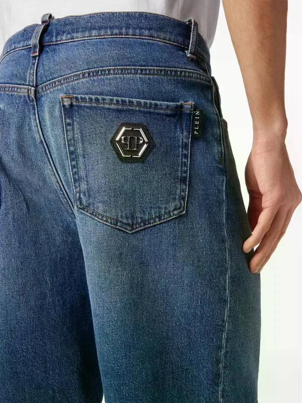Philipp Plein Low-rise Straight Leg Denim Shorts