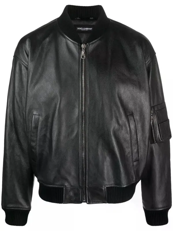 Dolce & Gabbana Leather Zip-up Bomber Jacket