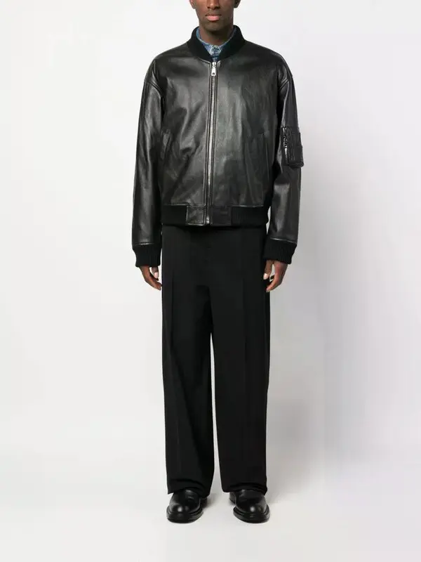 Dolce & Gabbana Leather Zip-up Bomber Jacket