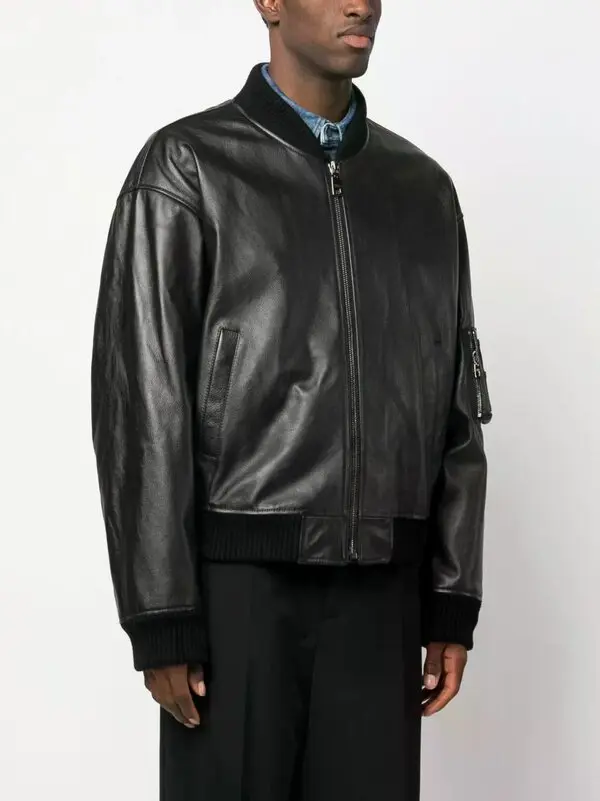 Dolce & Gabbana Leather Zip-up Bomber Jacket