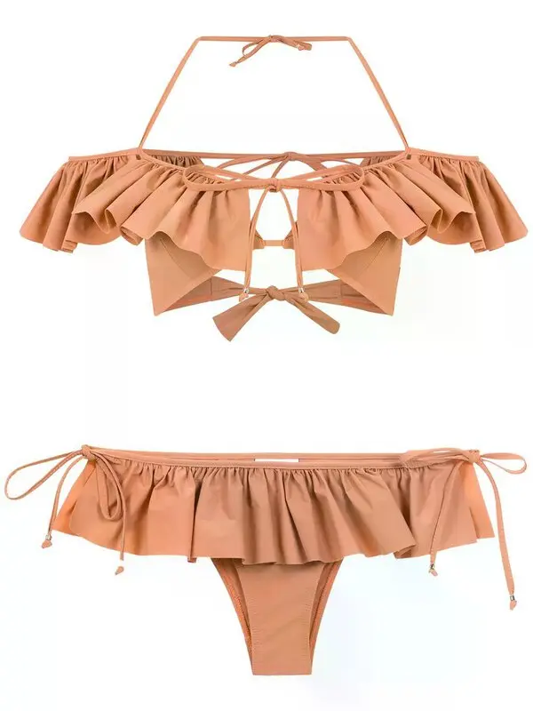 AMIR SLAMA Ruffled Bikini - Neutrals
