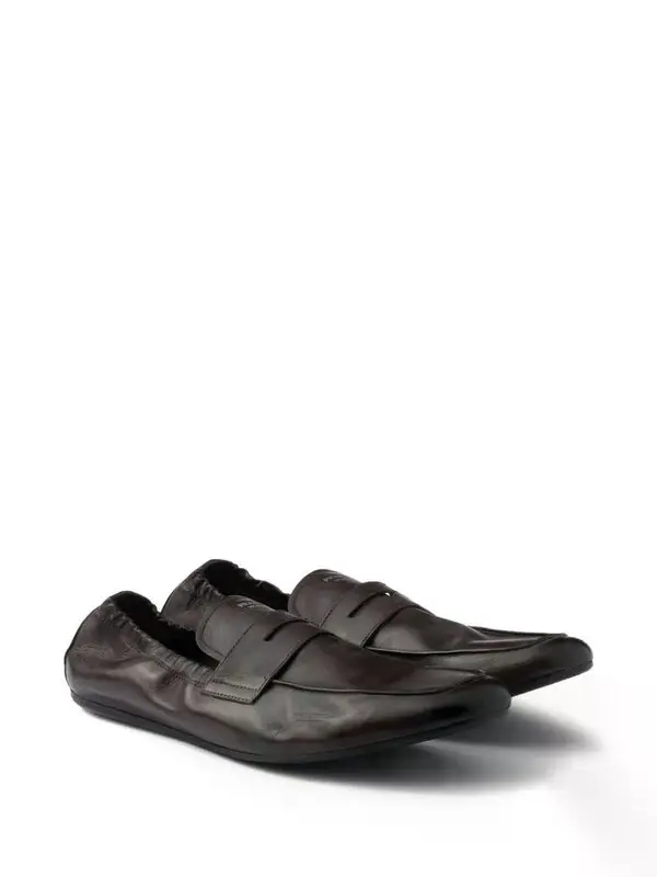 Prada Shuffle Leather Loafers - Brown