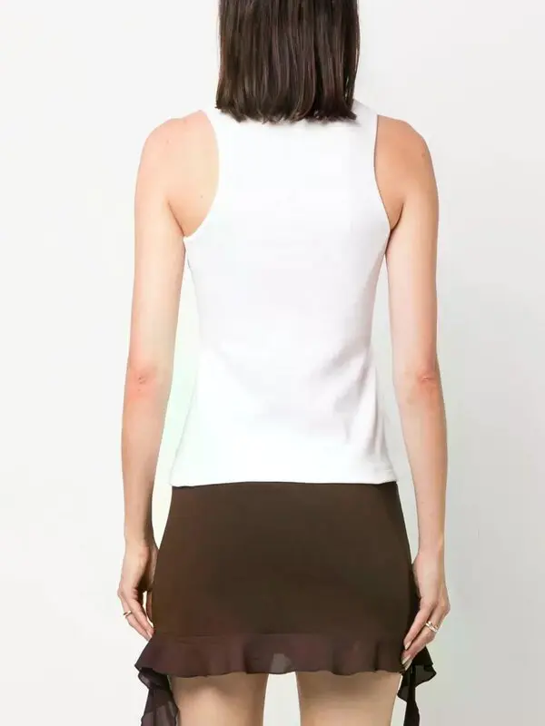 Blumarine Rhinestone-logo Ribbed Tank Top