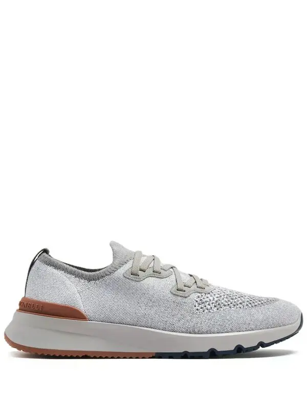 Brunello Cucinelli Mélange-effect Knitted Sneakers