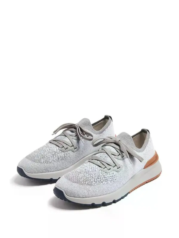 Brunello Cucinelli Mélange-effect Knitted Sneakers