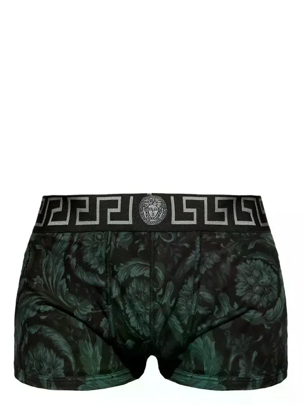 Versace Printed Jacquard Cotton-jersey Trunks - Black