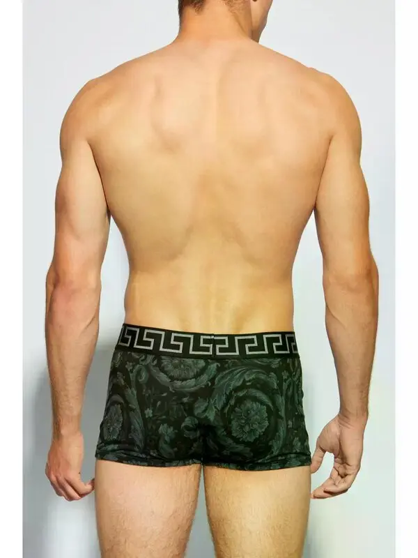 Versace Printed Jacquard Cotton-jersey Trunks - Black