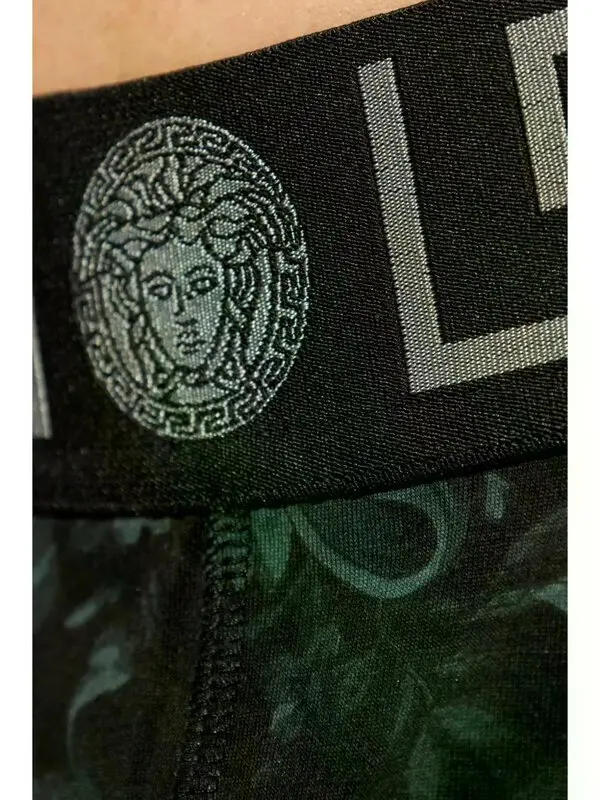 Versace Printed Jacquard Cotton-jersey Trunks - Black