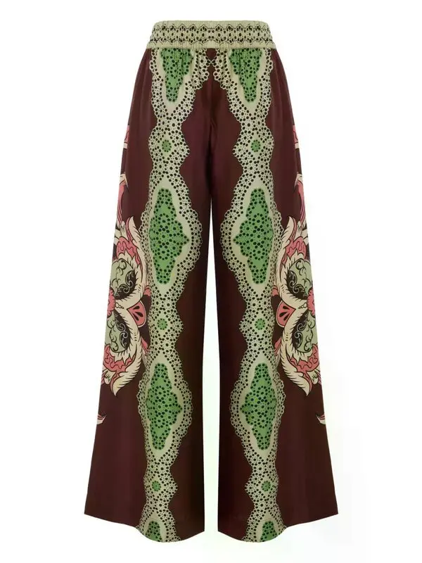 La DoubleJ All-over-print Silk Palazzo Pants - Brown