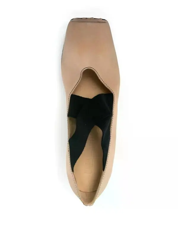 UMA WANG Ballerina Square-toe Elasticated Pumps - Brown
