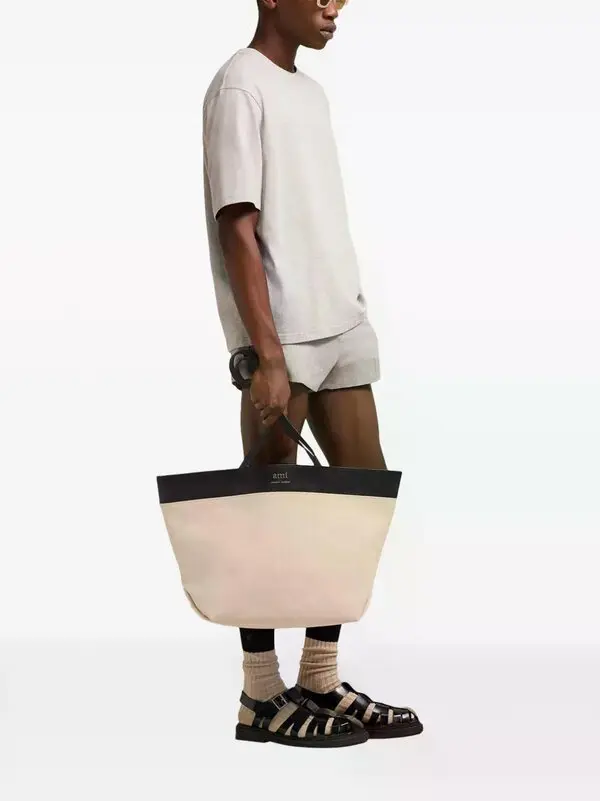 AMI Paris Logo-plaque Panelled Tote Bag