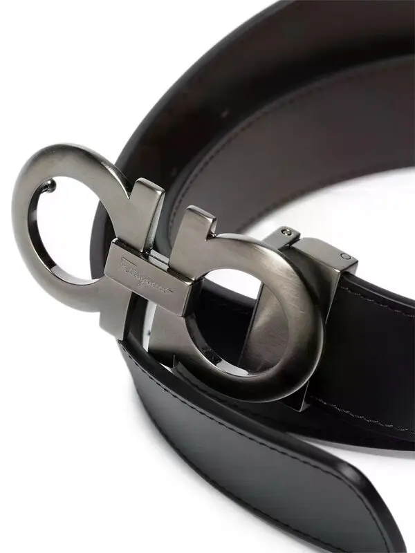 FERRAGAMO Gancini Reversible Leather Belt - Black