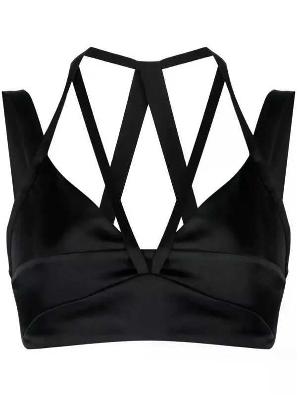 REV Strap-detail Sleeveless Cropped Top - Black