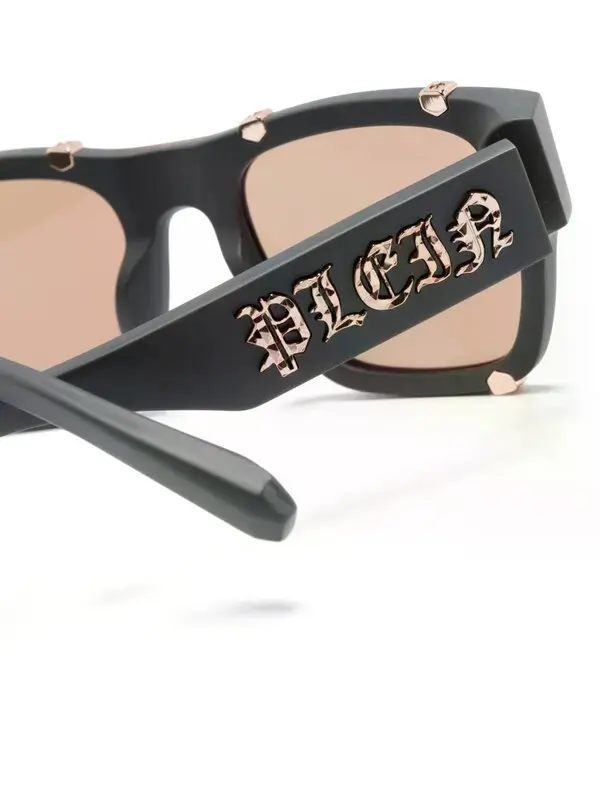 Philipp Plein Logo-plaque Square-frame Sunglasses - Grey