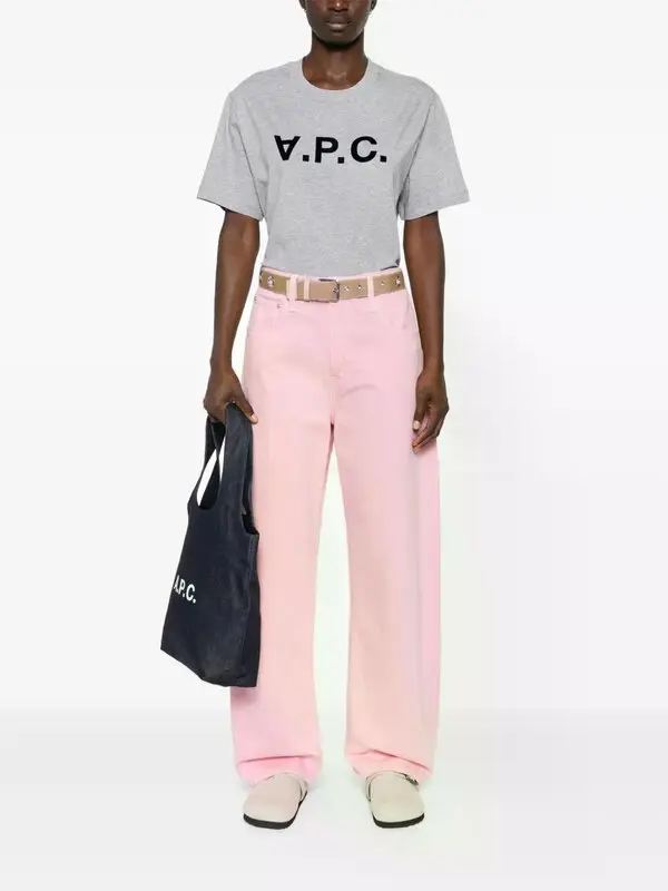 A.p.c. Flocked-logo Cotton T-shirt - Grey