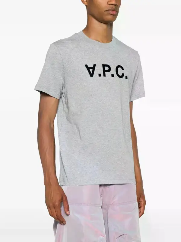 A.p.c. Flocked-logo Cotton T-shirt - Grey