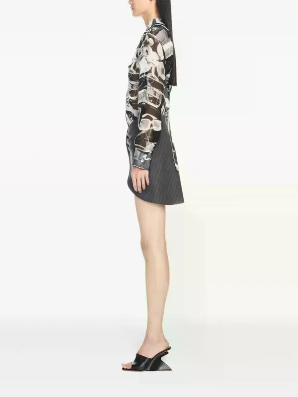 Off-White Pinstripe Draped Mini Skirt