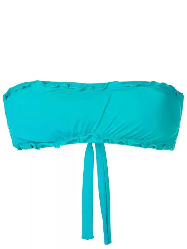 AMIR SLAMA Ruffled-trim Bandeau Bikini Top - Blue