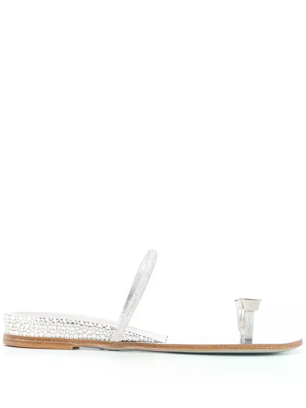 Casadei Crystal Toe Strap Sandals - Silver