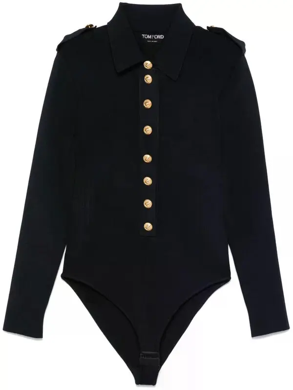 TOM FORD Ribbed-knit Bodysuit - Blue