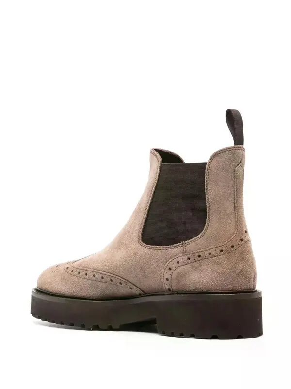 DOUCAL'S Perforated Slip-on Suede Boots - Neutrals