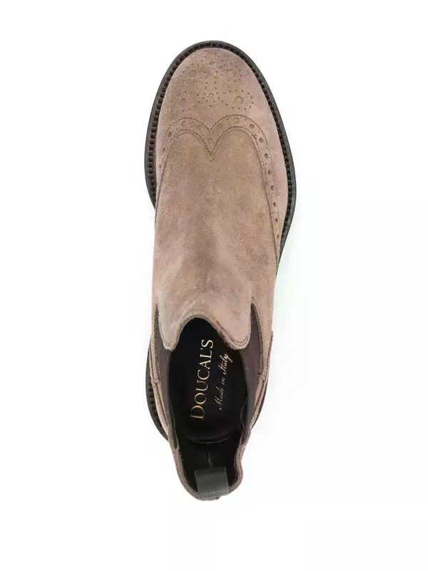 DOUCAL'S Perforated Slip-on Suede Boots - Neutrals
