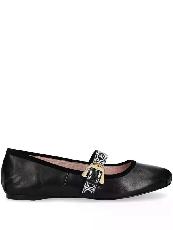 COCCINELLE Leather Ballerina Shoes With Buckle Detail