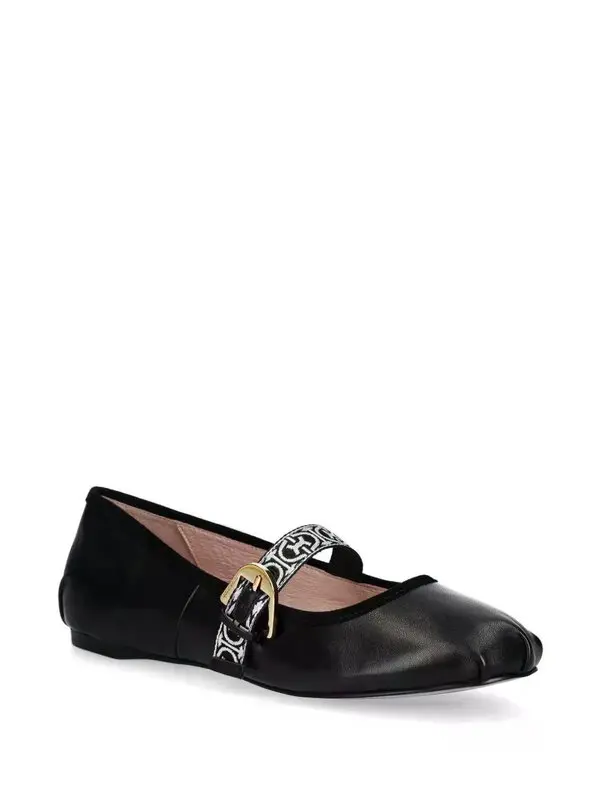 COCCINELLE Leather Ballerina Shoes With Buckle Detail
