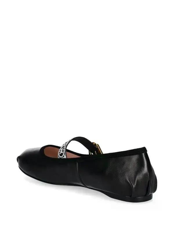 COCCINELLE Leather Ballerina Shoes With Buckle Detail