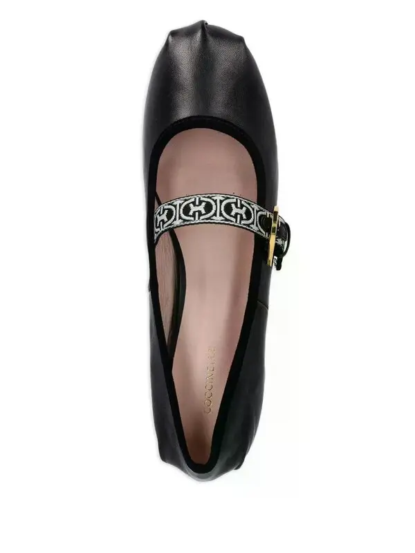 COCCINELLE Leather Ballerina Shoes With Buckle Detail