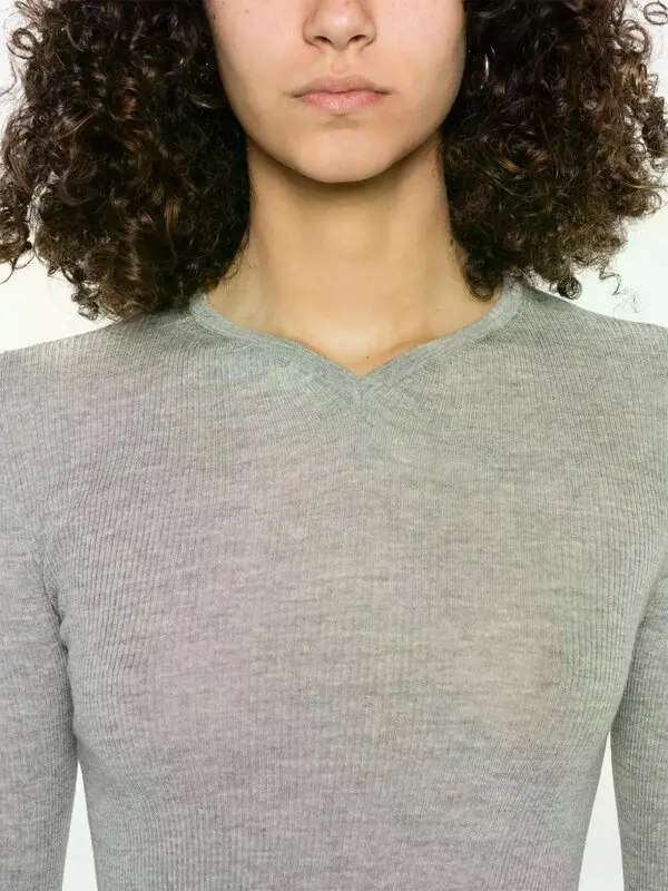 Khaite Ribbed V-neck Sweater