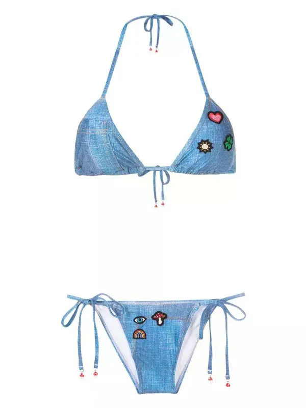AMIR SLAMA Embroidered-patch Bikini Set - Black