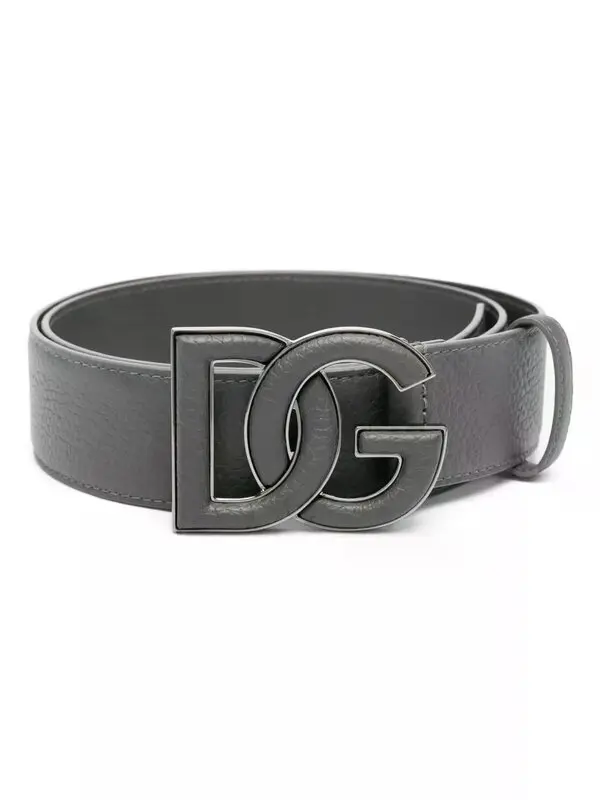 Dolce & Gabbana Logo-buckle Leather Belt - Grey