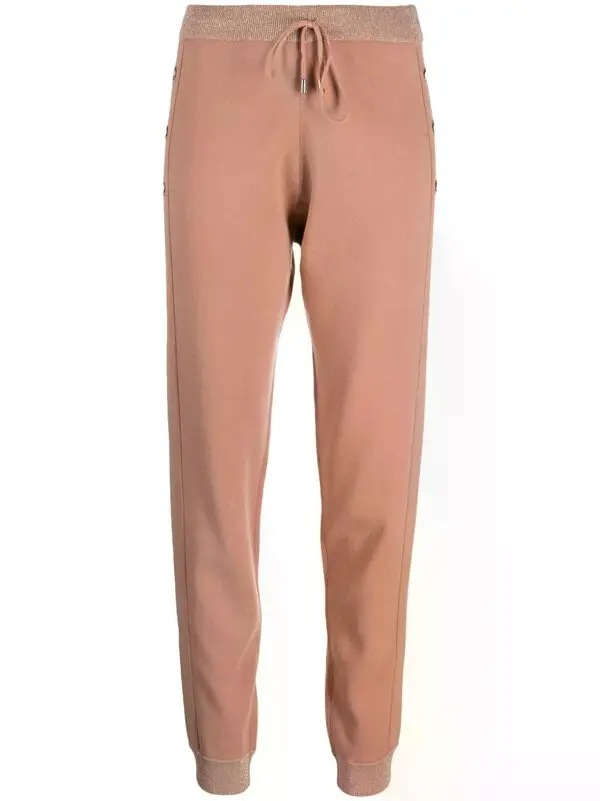 Liu Jo Lurex Detail Elasticated Waist Track Pants - Brown