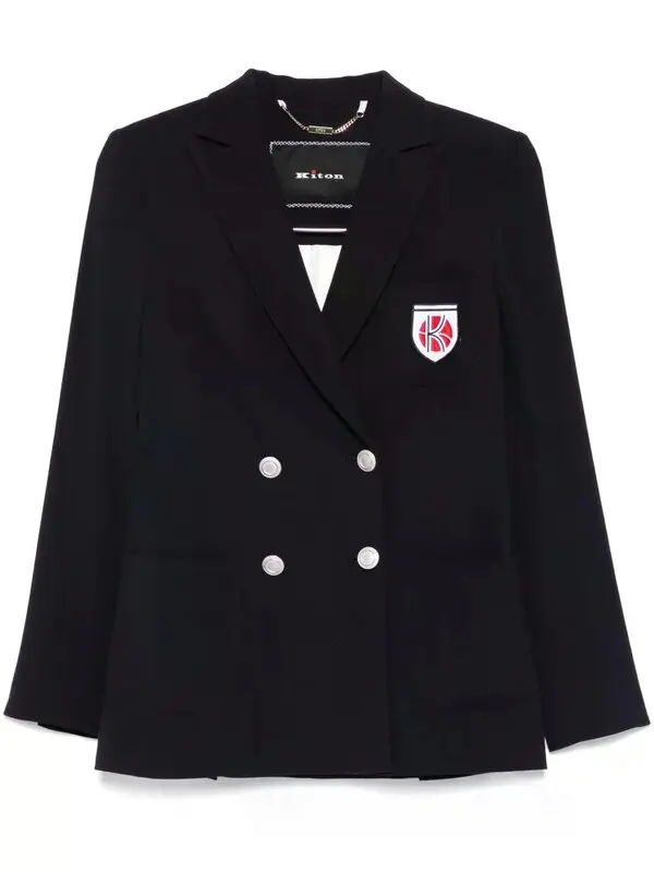 Kiton Logo-patch Double-breasted Blazer