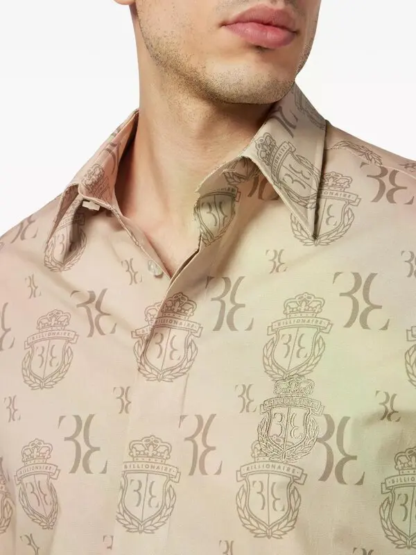 BILLIONAIRE Logo-print Stretch-cotton Shirt
