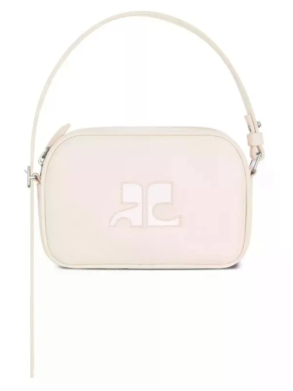 COURREGES Logo-embroidered Leather Camera Bag - Neutrals