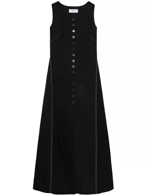 MARINE SERRE Button-down Flared Midi Dress - Black